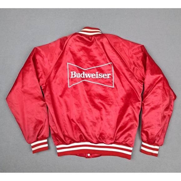 Budweiser | Jackets & Coats | Vintage Budweiser Satin Bomber Jacket Men ...